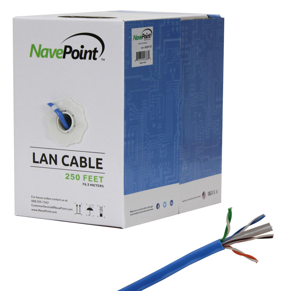 CAT6 250FT UTP Cable Solid 23AWG Blue Ethernet LAN Bulk Wire CAT6 RJ45 ...